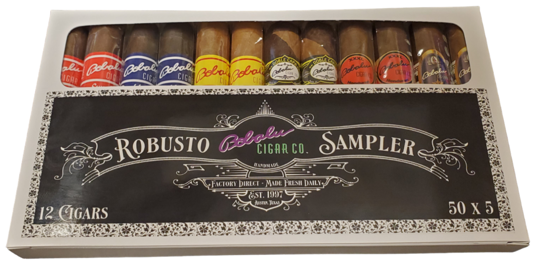 12 robusto cigar lying sampler — Bobalu Cigar Company