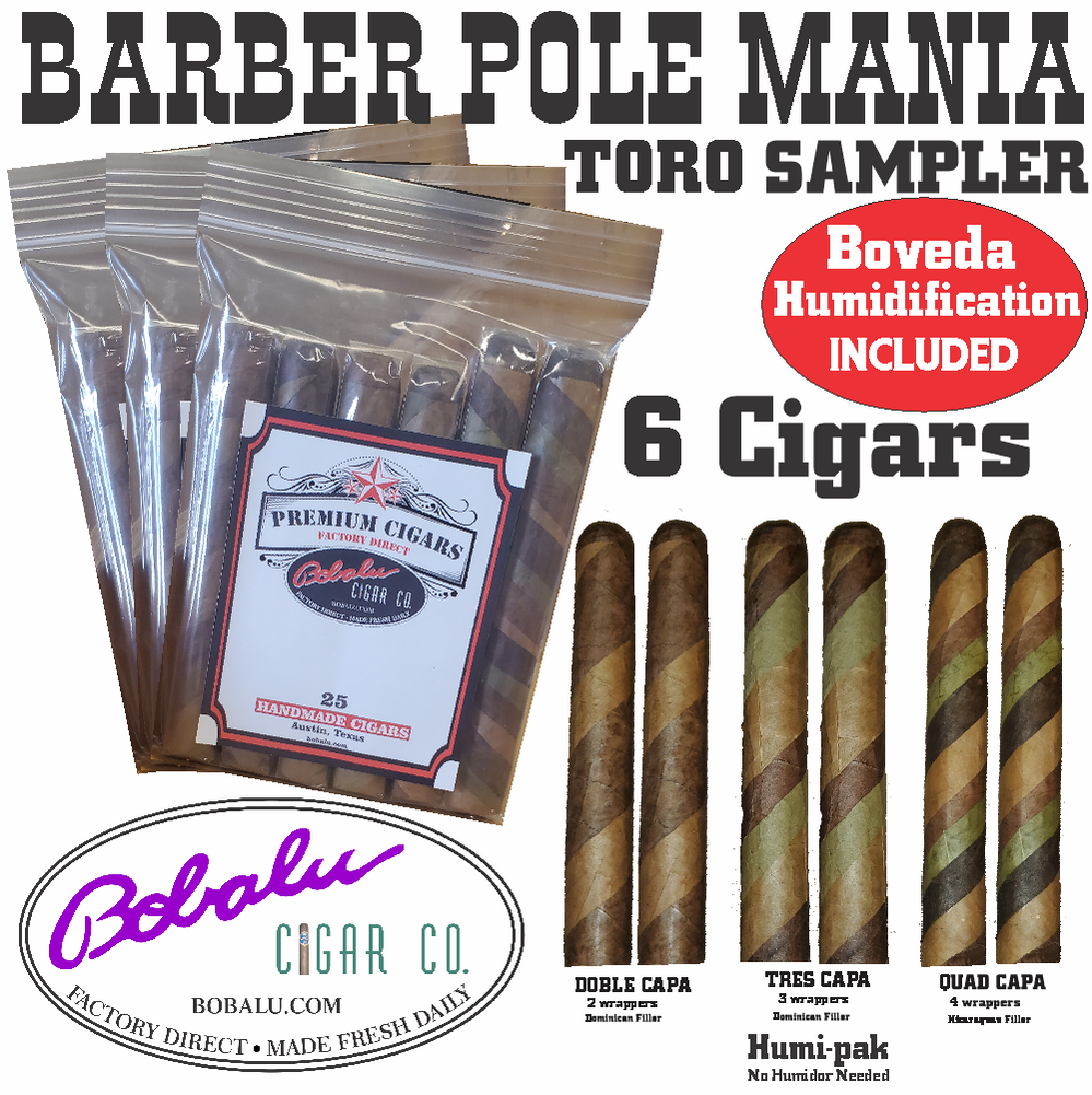 Barber Pole Mania 6 cigar Humi-pak — Bobalu Cigar Company